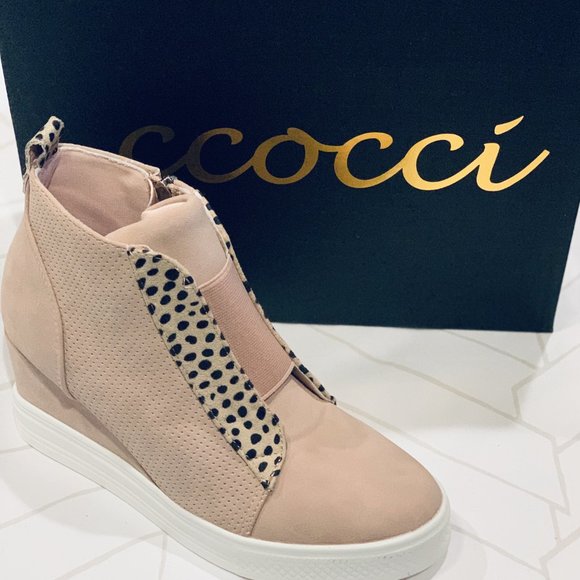 CCOCCI | Shoes | Zoey Wedge Sneaker Blush Cheetah | Poshmark